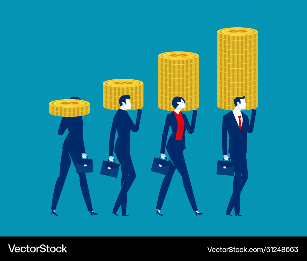 Business team carrying dollar sign Royalty Free Vector Image