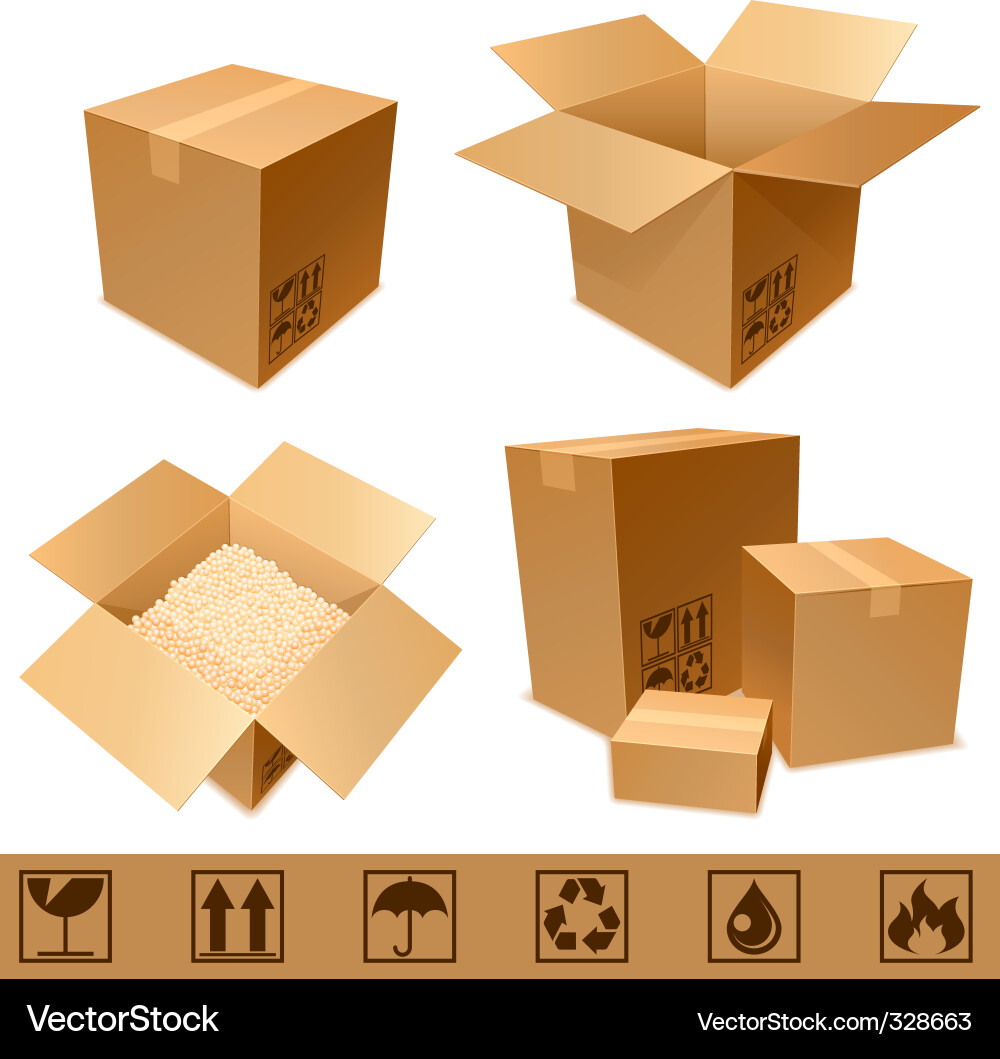 Cardboard boxes Royalty Free Vector Image - VectorStock