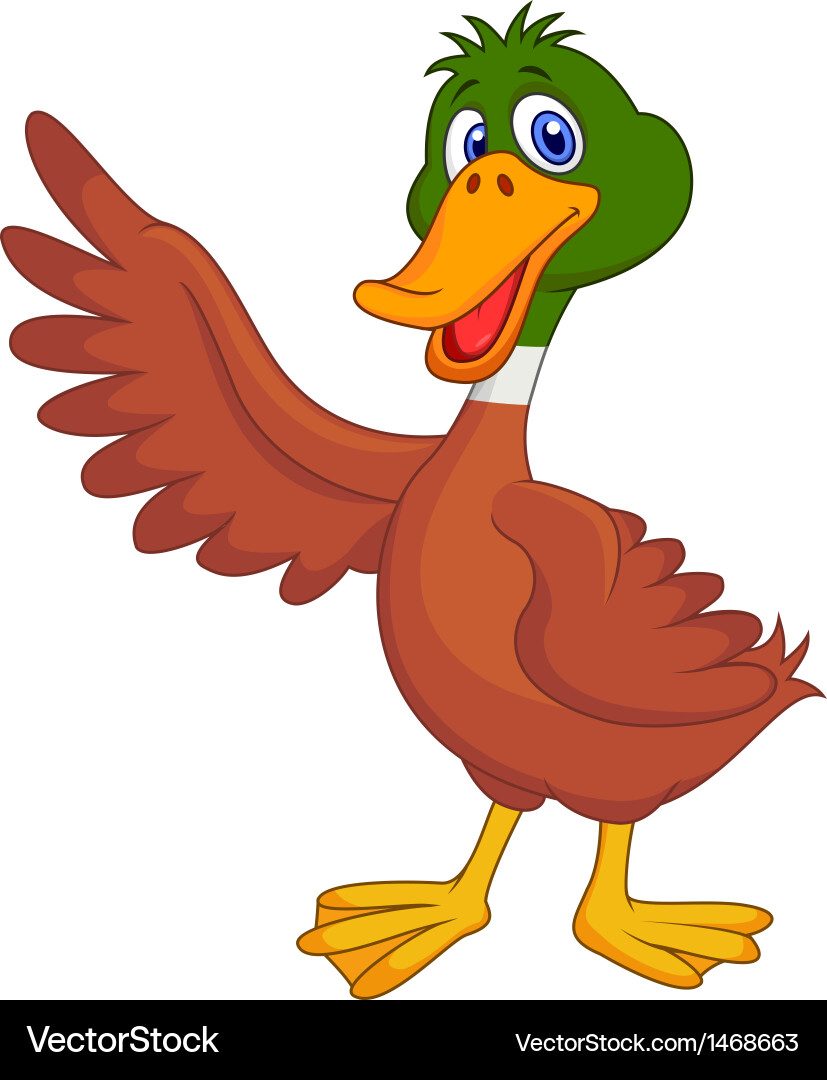 Cute duck cartoon waving Royalty Free Vector Image