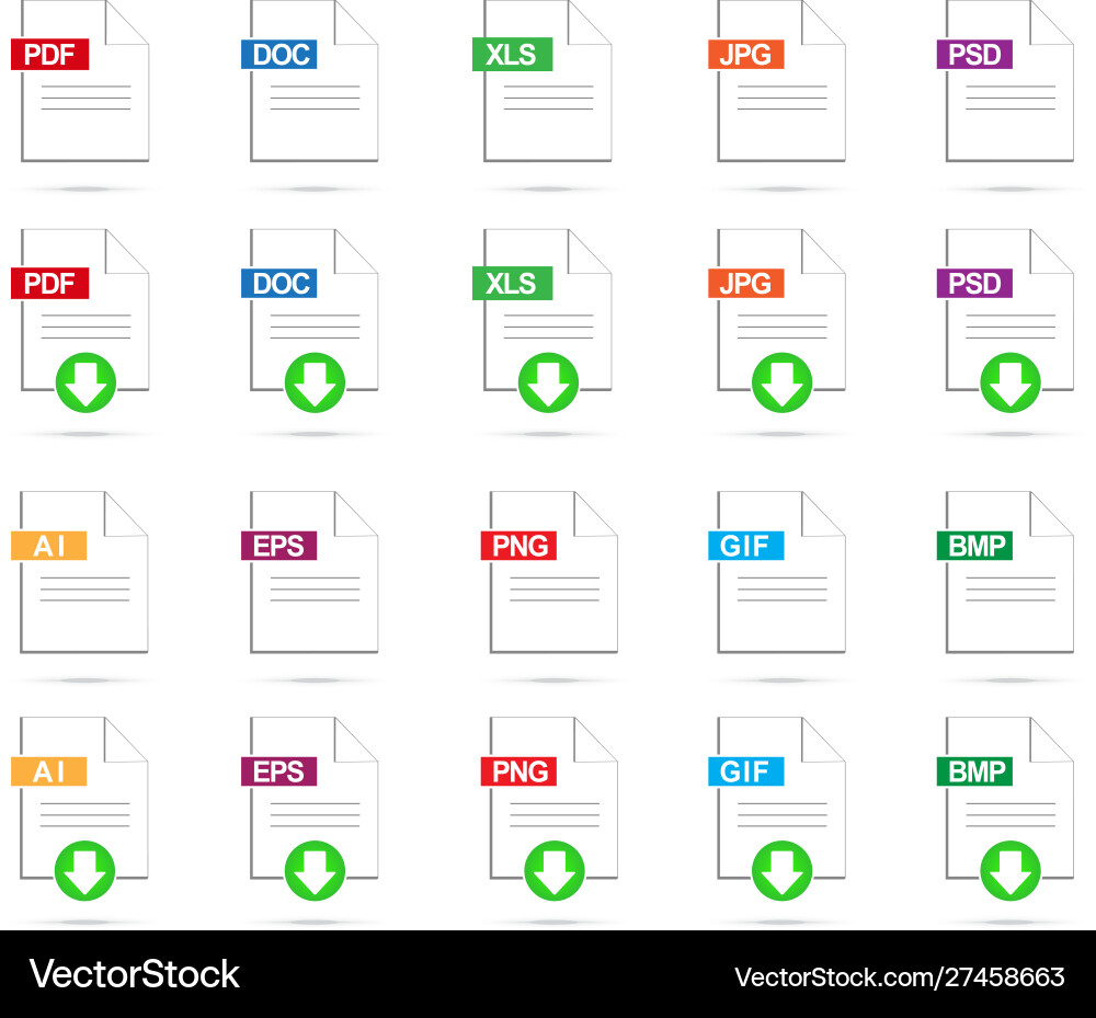 Document Download Icon Set Royalty Free Vector Image
