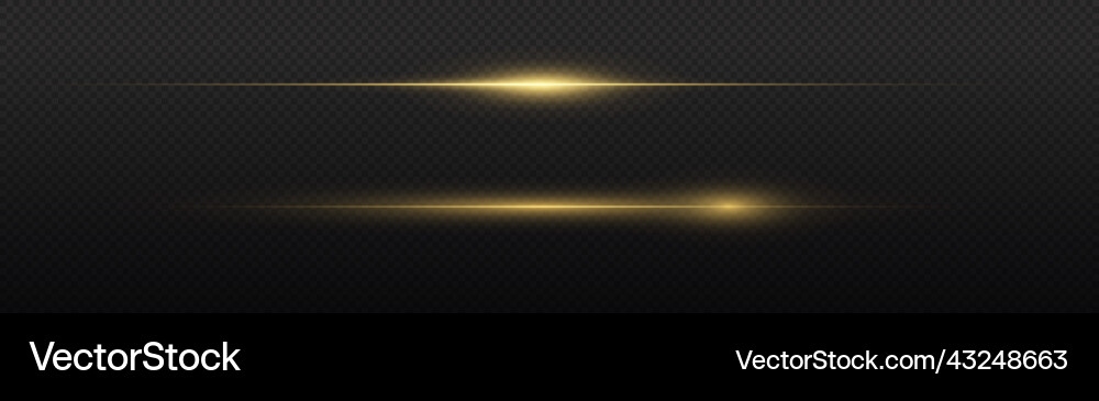 Glowing gold line horizontal light rays flash Vector Image