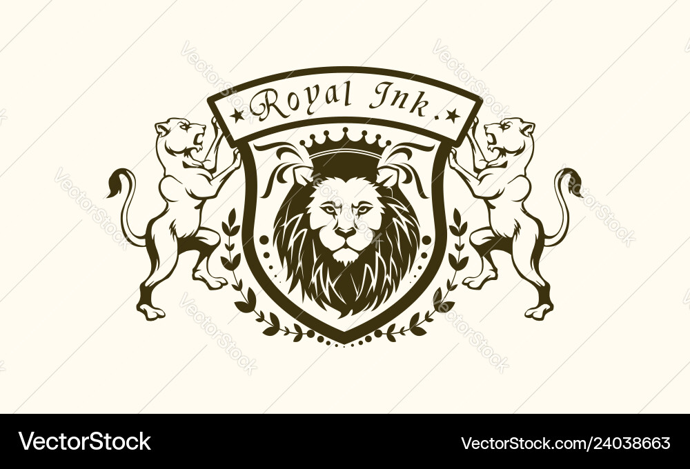 Royal ink lion logo Royalty Free Vector Image - VectorStock