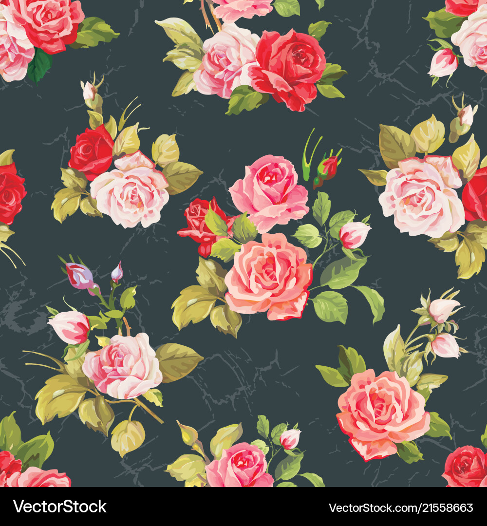 Seamless pattern with pink roses Royalty Free Vector Image