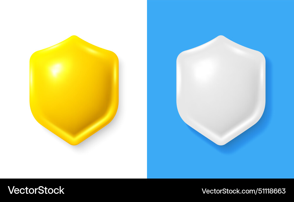 Shield 3d icon set yellow security symbol Vector Image