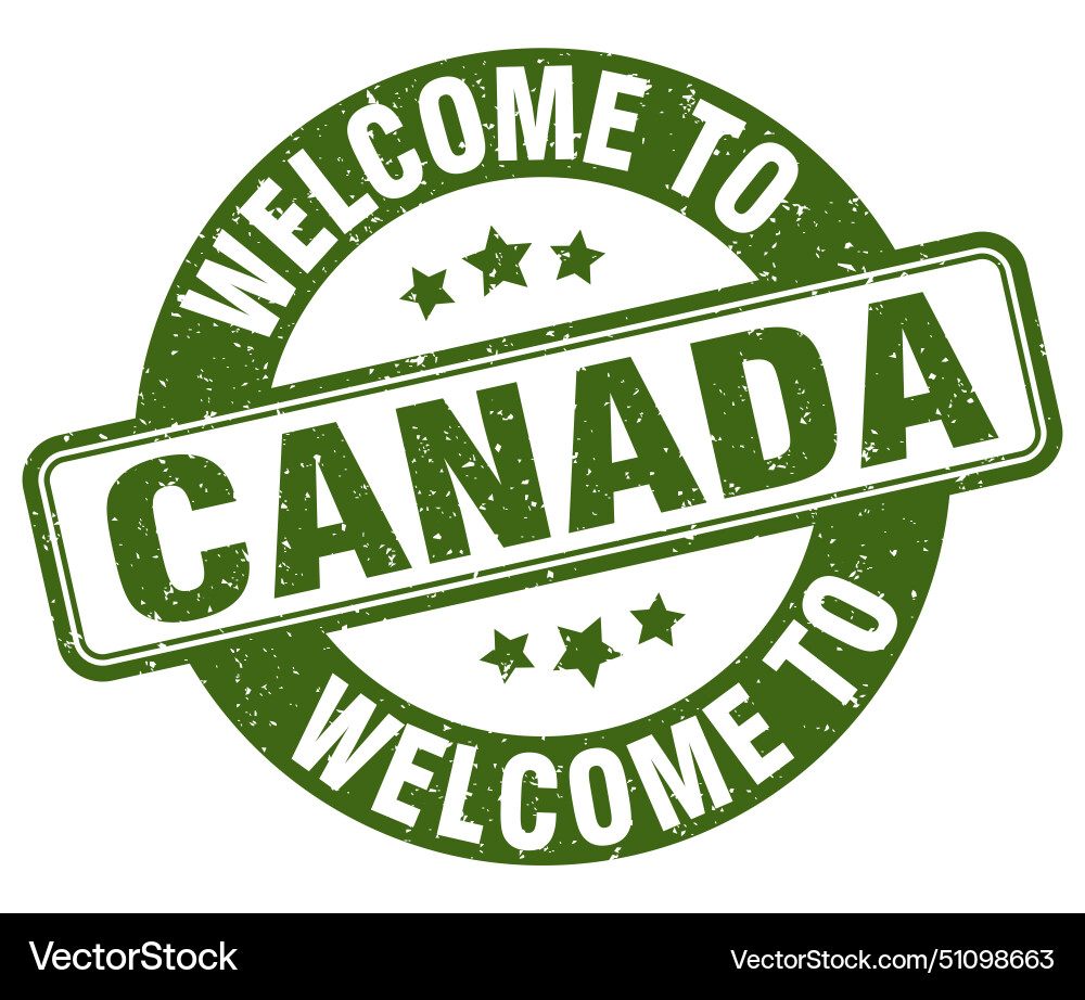 Welcome to canada stamp round sign Royalty Free Vector Image