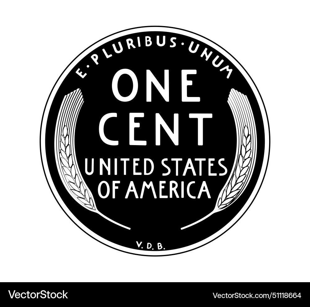 American money one cent coin 1909-1958 Royalty Free Vector