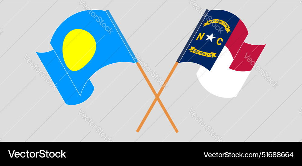 Crossed flags of palau and the state north Vector Image