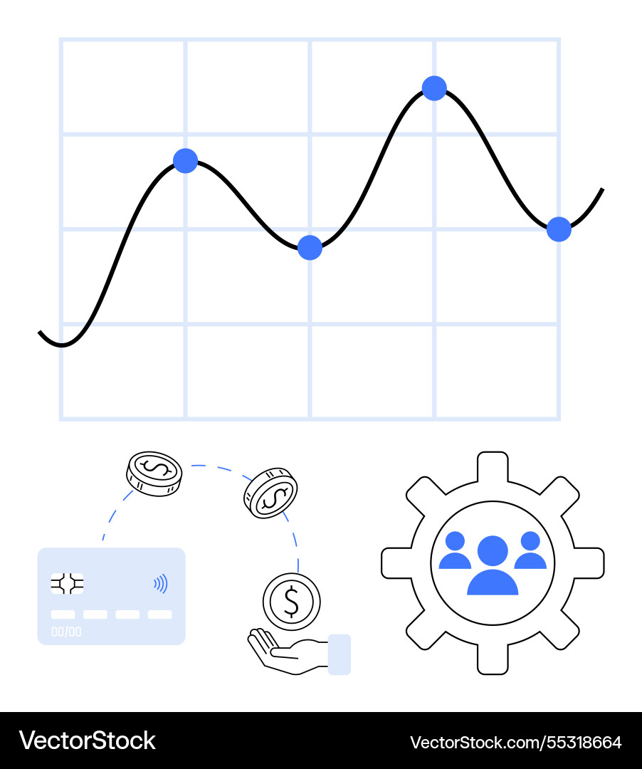 Financial growth chart with connected elements of Vector Image
