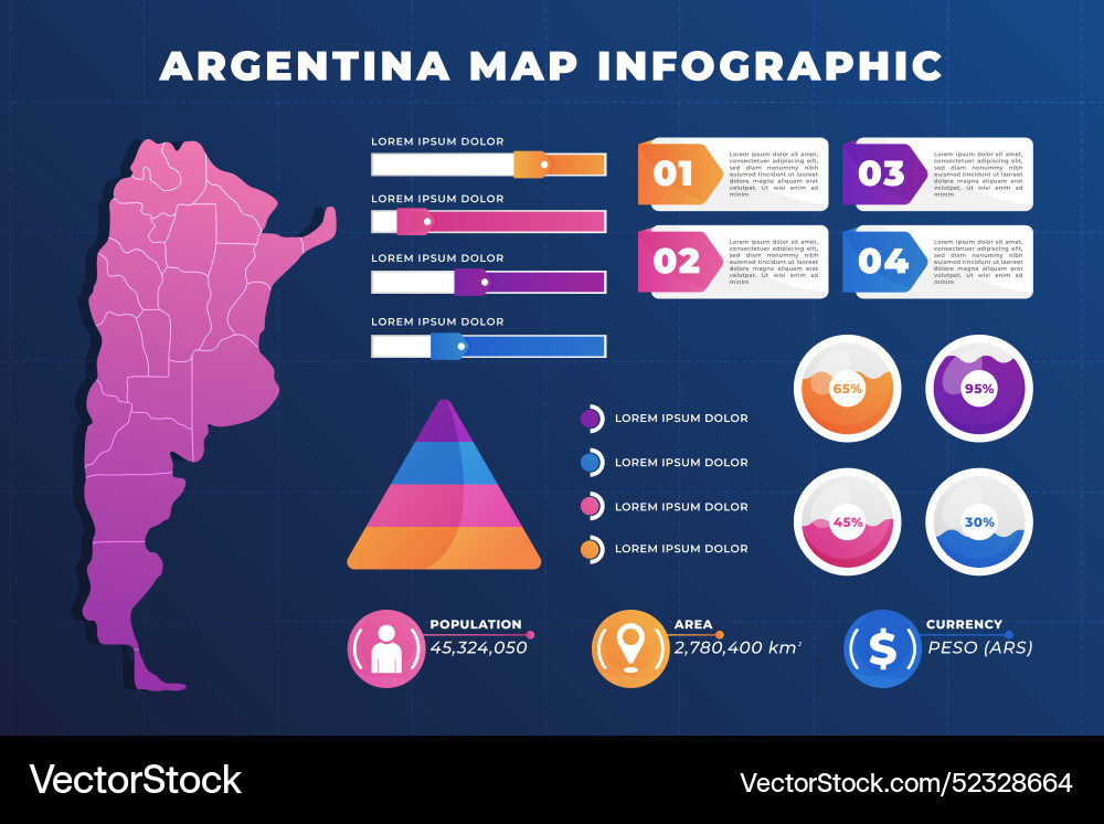 Gradient argentina map infographic Royalty Free Vector Image