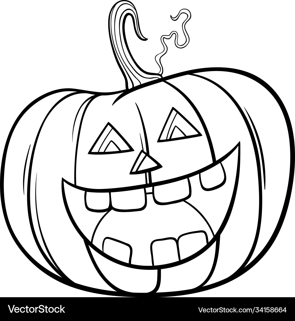 Halloween Pumpkin Coloring Page - Jack O' Lantern Vector Image