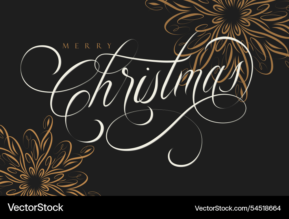 Merry christmas handwritten calligraphic lettering