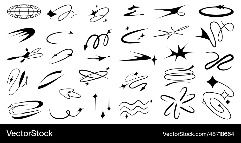 Modern minimalist aesthetic y2k line element signs