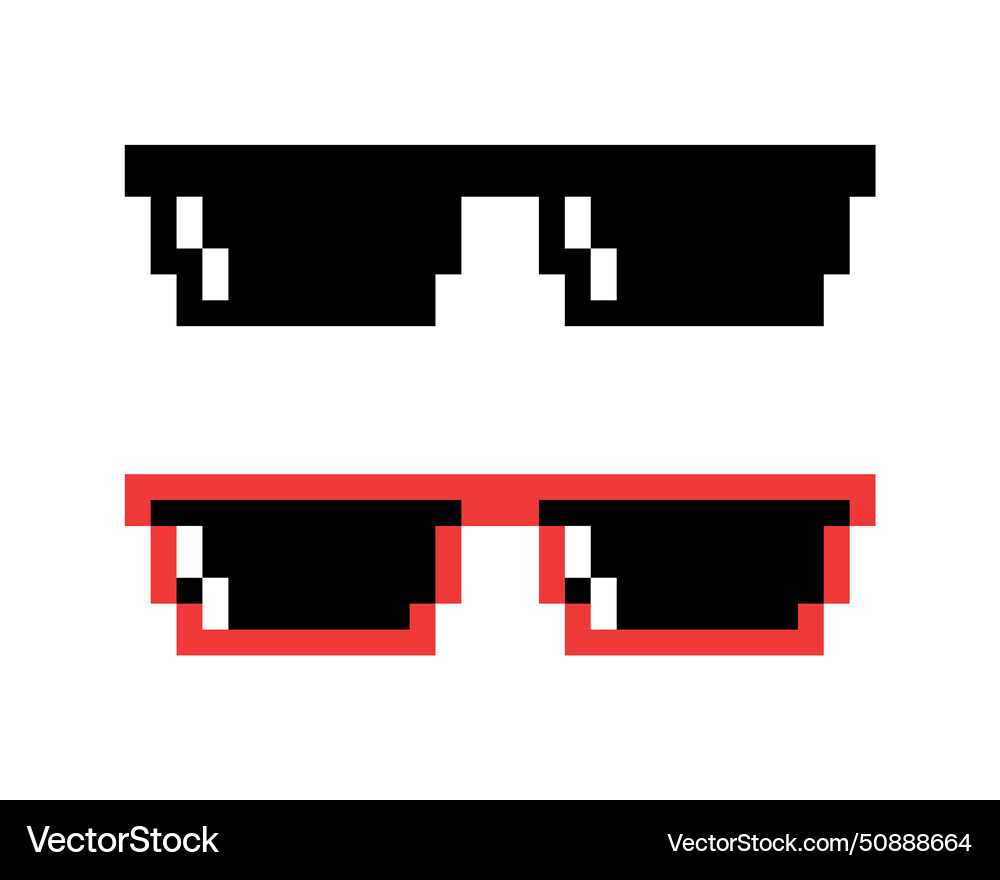 Pixelated sunglasses pixel boss glasses Royalty Free Vector