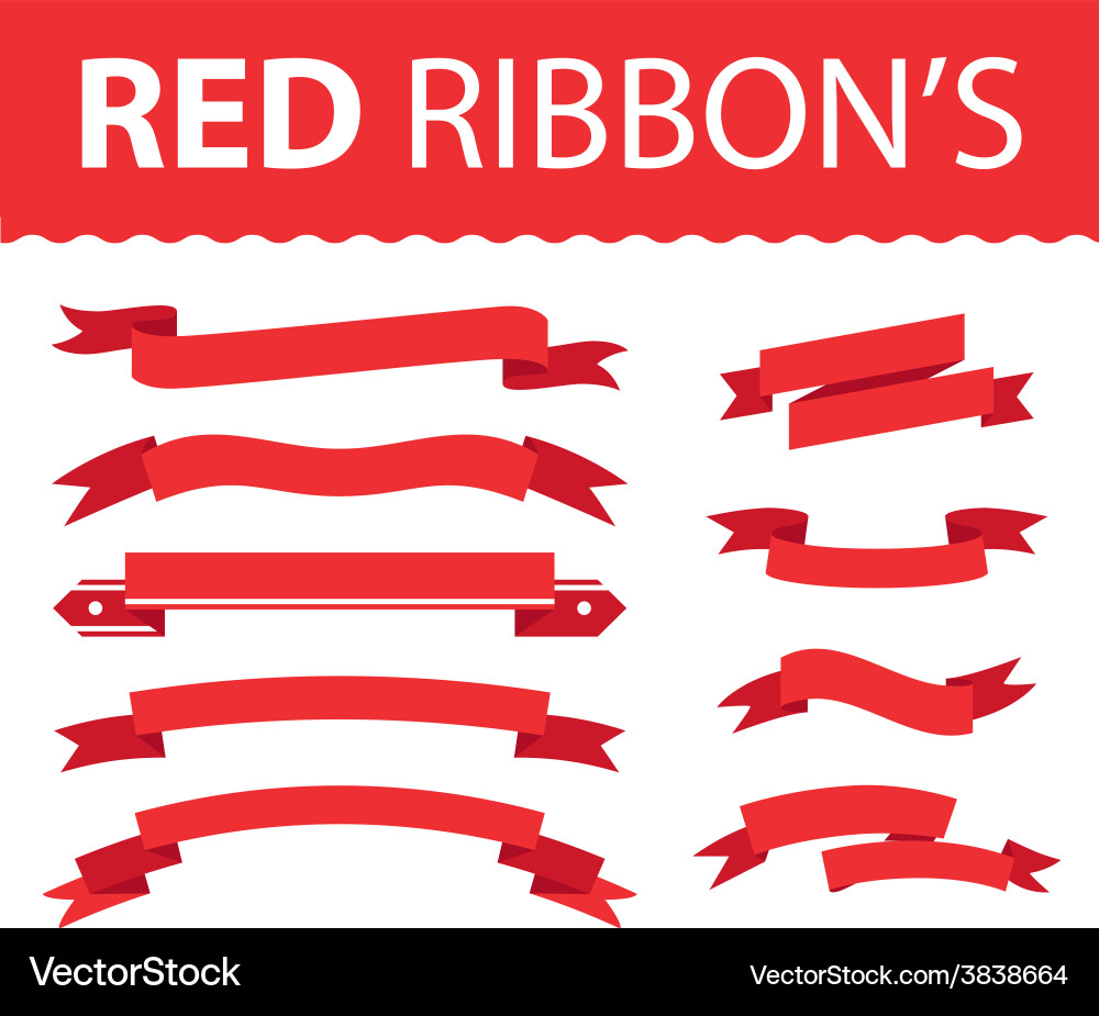 Red ribbon set Royalty Free Vector Image - VectorStock