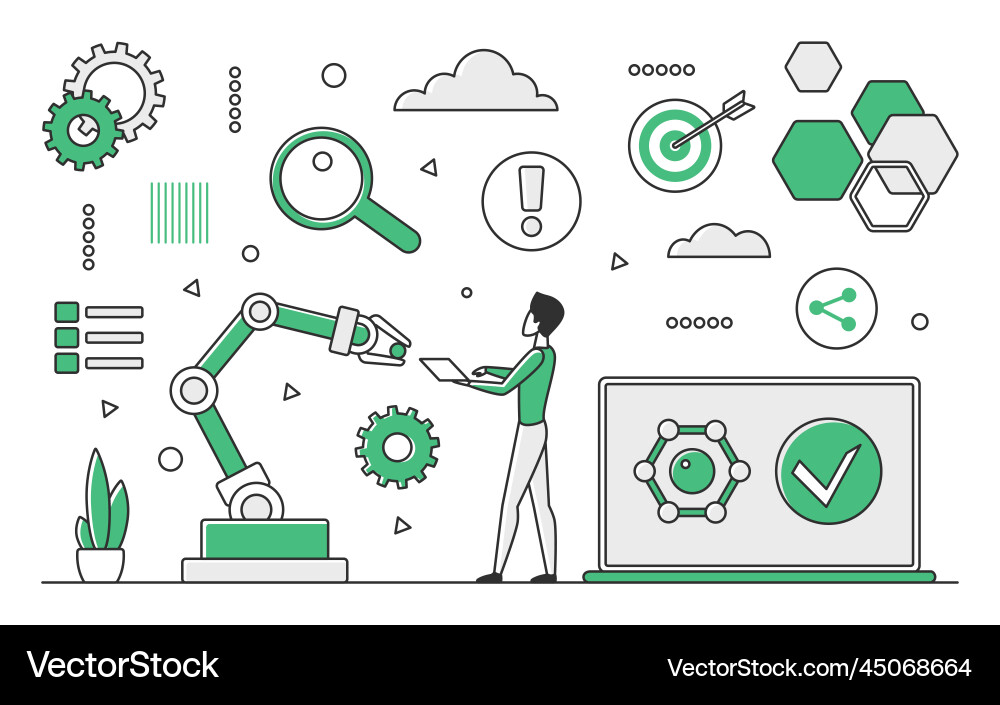 Robotic automation process Royalty Free Vector Image