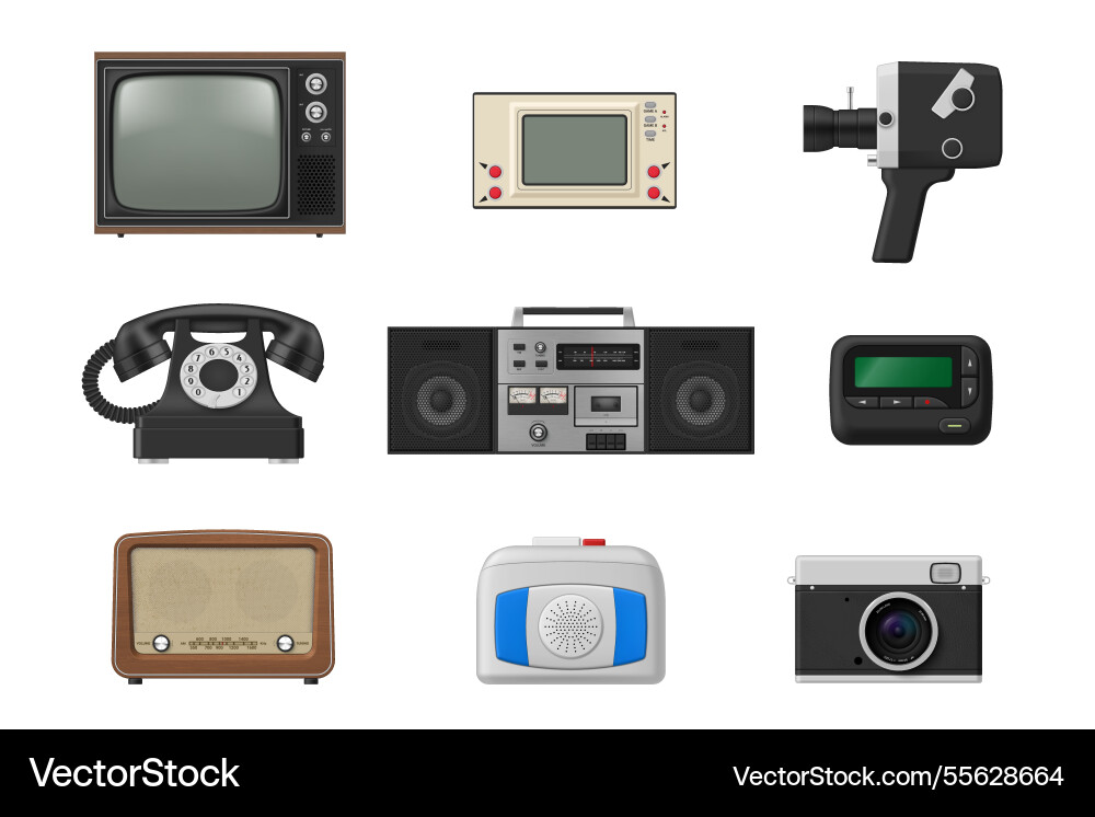 Vintage electronic gadget 80s 90s technology Vector Image