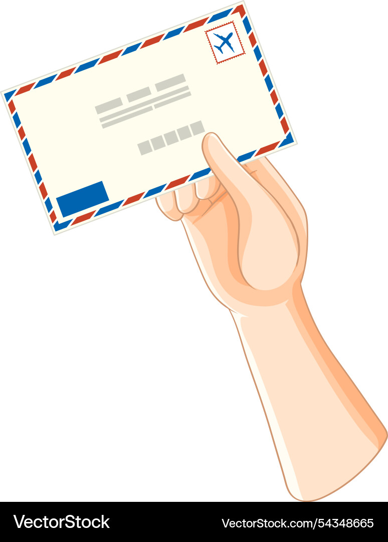 A hand with an airmail letter Royalty Free Vector Image