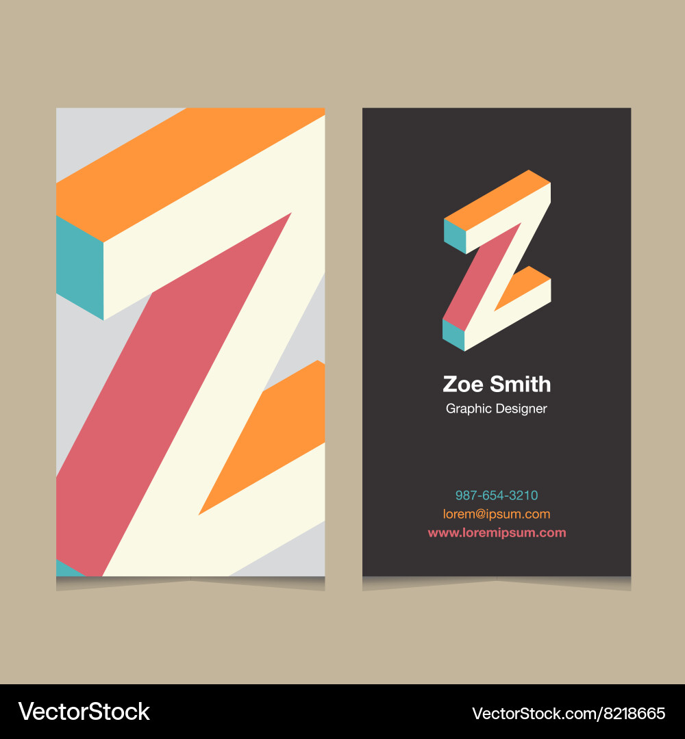 Business card letter z Royalty Free Vector Image