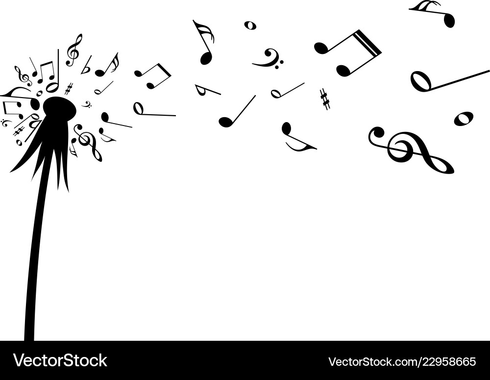Dandelion Dreams: Musical Notes Take Flight Vector Image