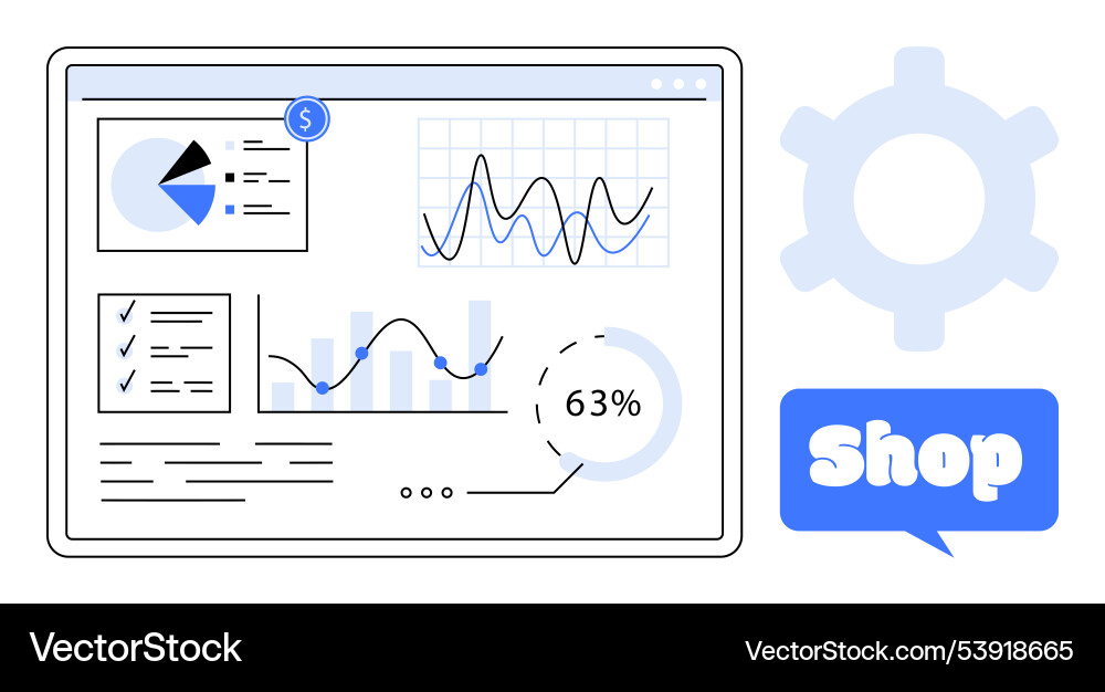 E-commerce dashboard with charts and statistics Vector Image