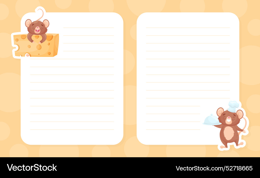 Empty note card with cute little mouse character Vector Image