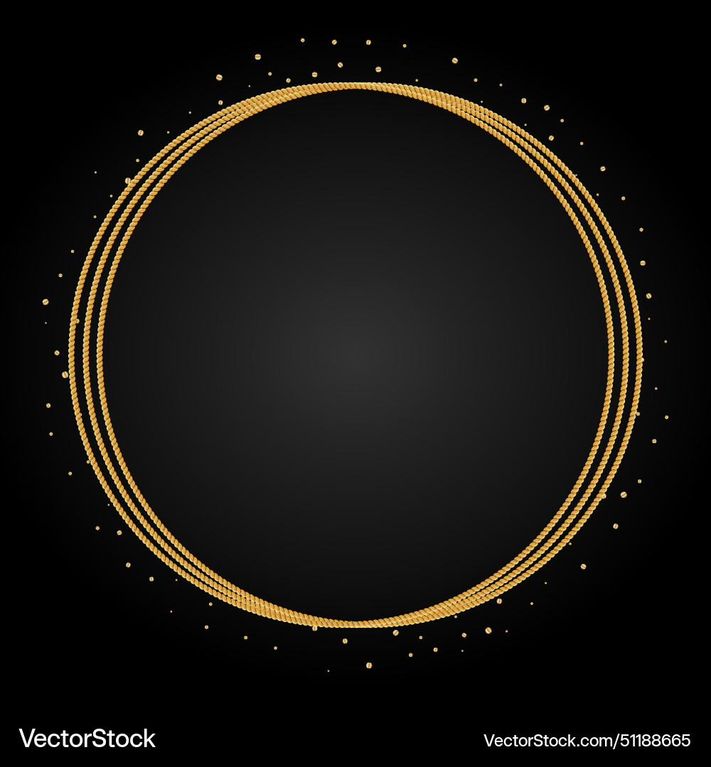 Gold twisted rope circle frame round border Vector Image