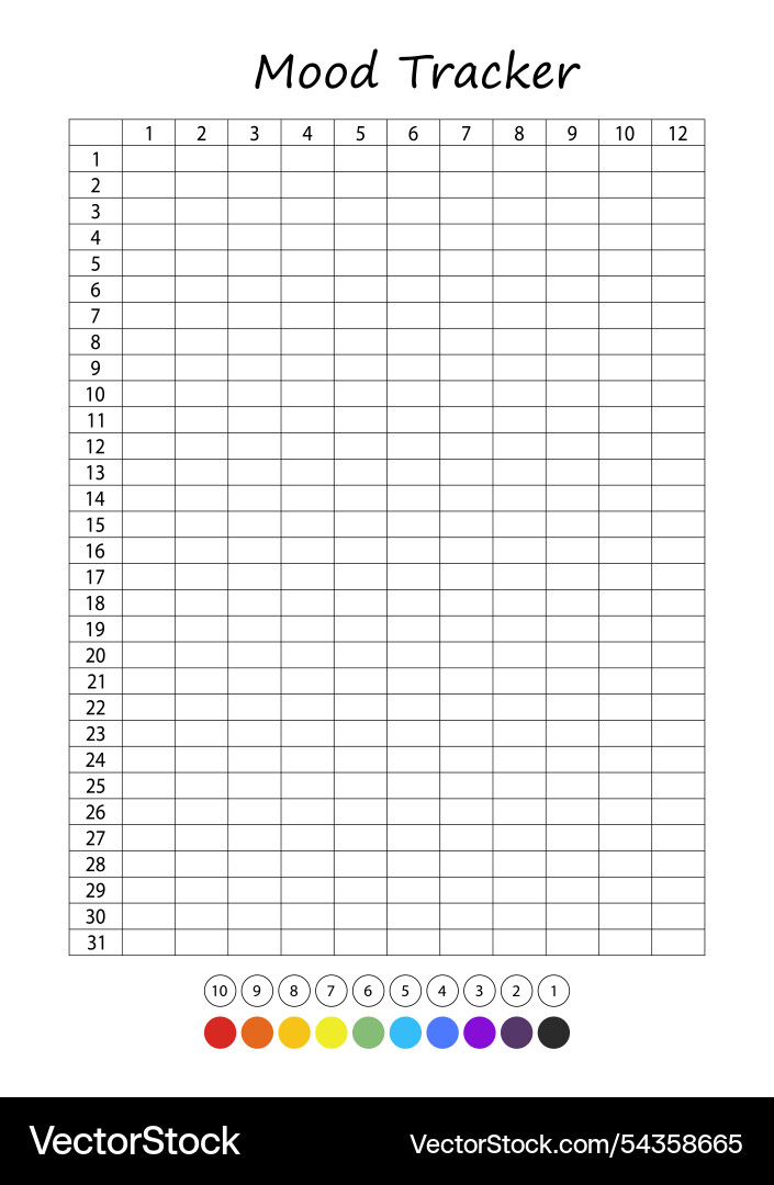 Mood tracker in pixels calendar munthly yearly Vector Image