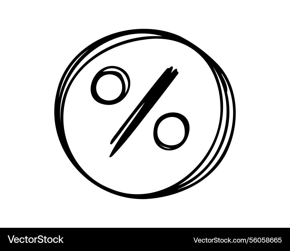 Percentage hand drawn doodle symbol drawing line Vector Image