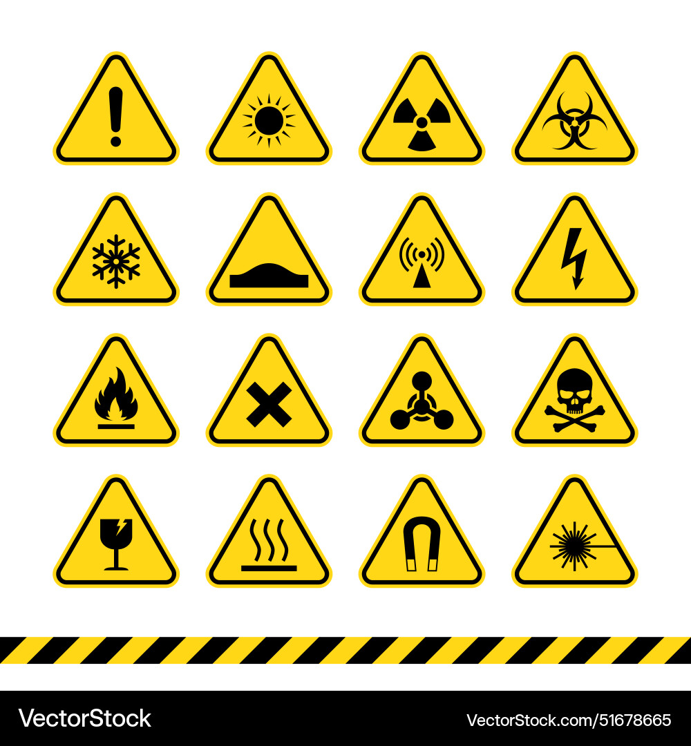 Set of hazard warning signs Royalty Free Vector Image