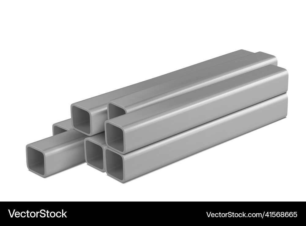 Steel pipes profile different metal Royalty Free Vector