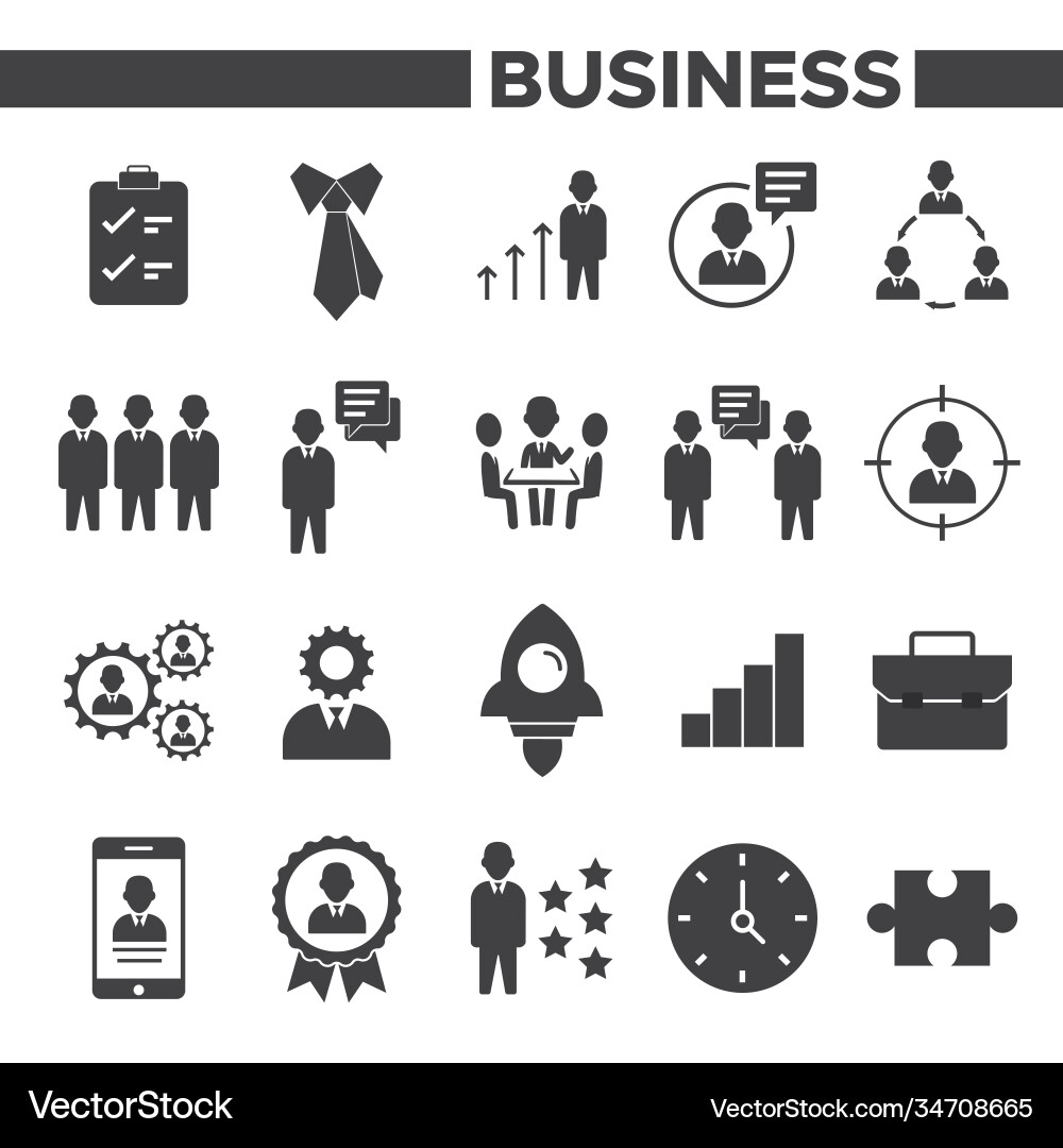 Stock set work icons people business Royalty Free Vector