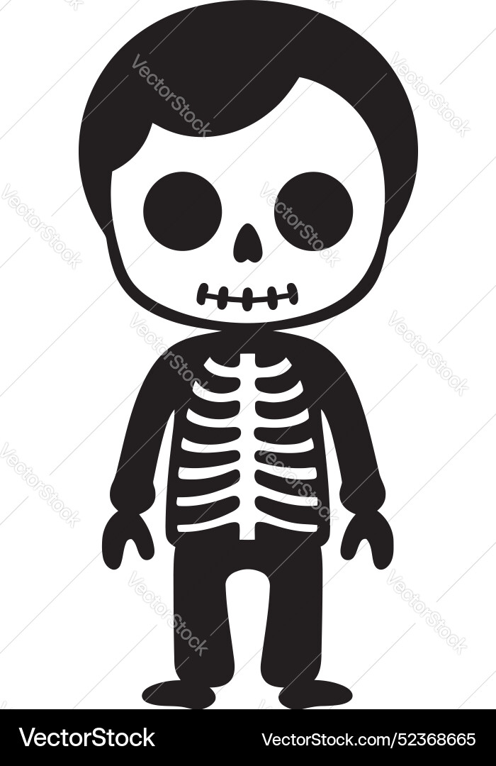 Whimsical bone mascot cute black icon soothing Vector Image