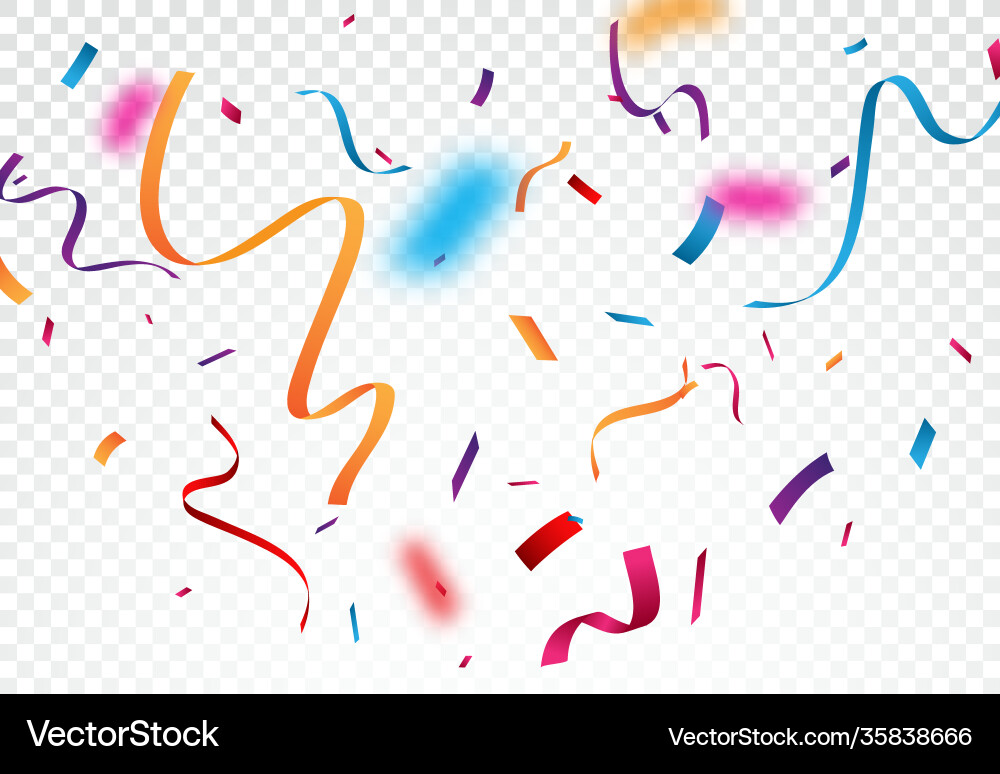 Colorful confetti and celebrations ribbon Vector Image