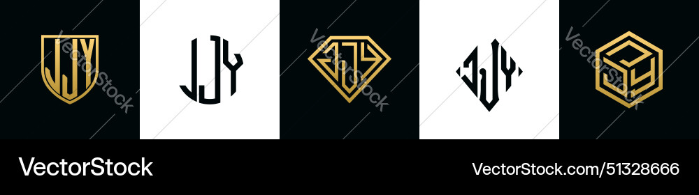 Initial letters jjy logo designs bundle Royalty Free Vector