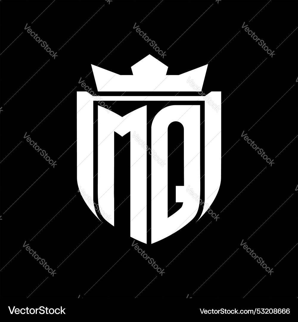 Mq letter logo shield shape inside badge Vector Image