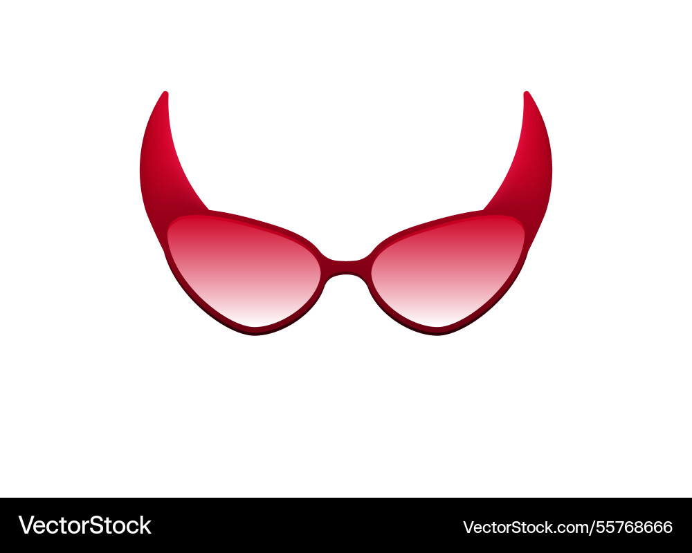 Red devil horn sunglasses with gradient tinted Vector Image