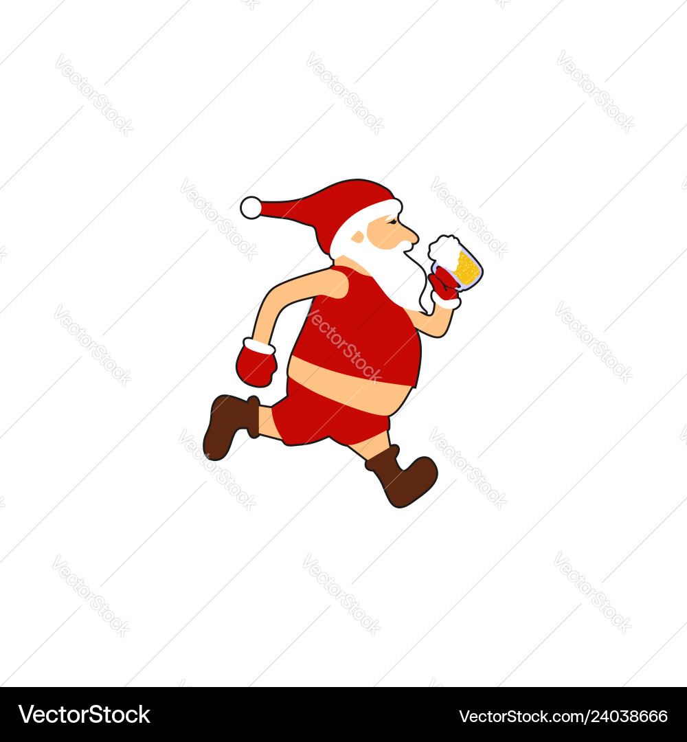 Santa run beer logo Royalty Free Vector Image - VectorStock