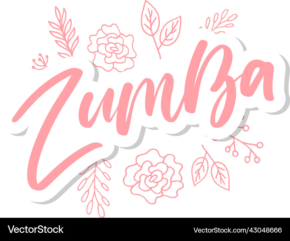 Zumba dance studio text calligraphy word banner Vector Image