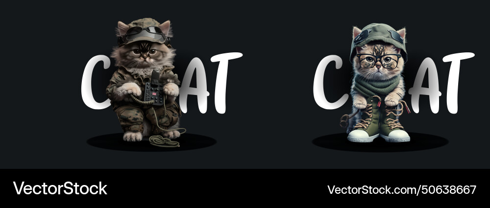 Adorable combat cats in uniforms Royalty Free Vector Image