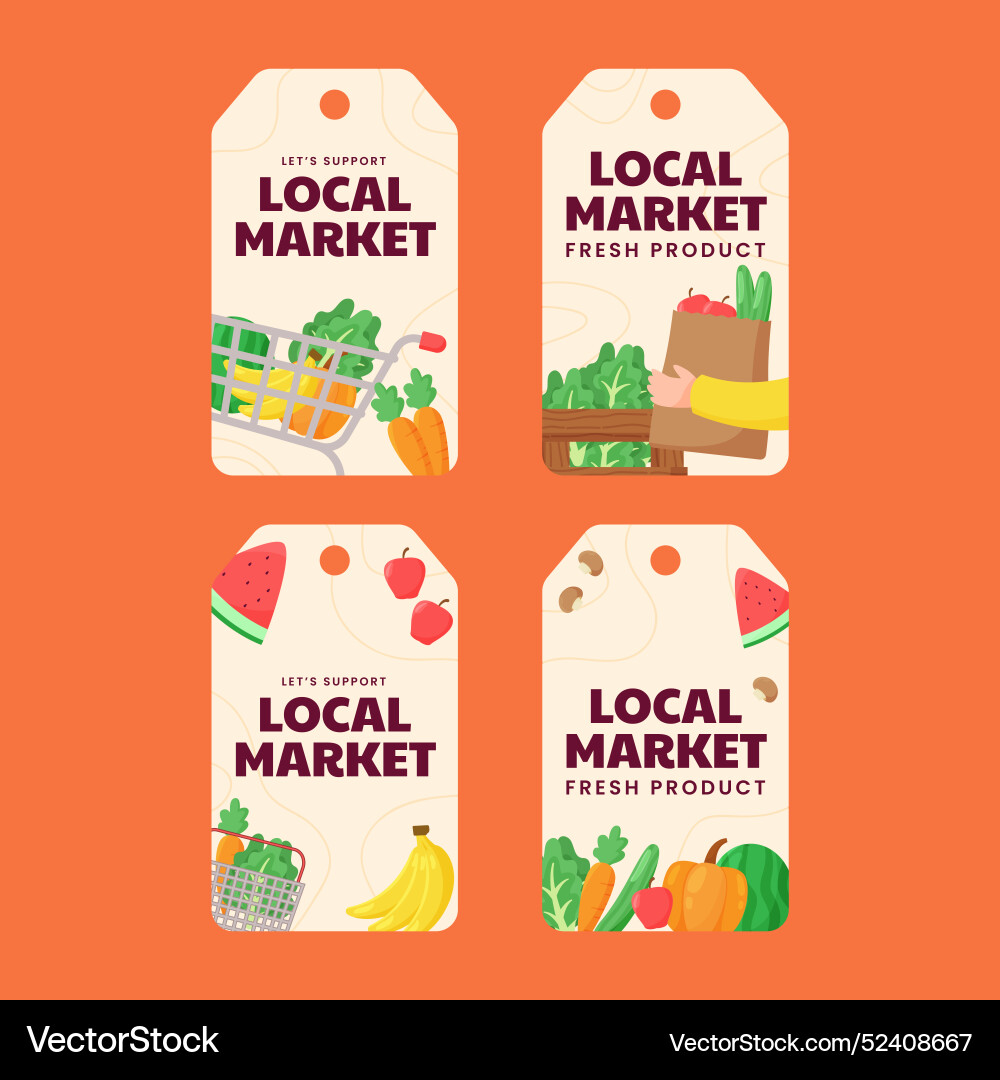 Hand drawn local market labels template Royalty Free Vector