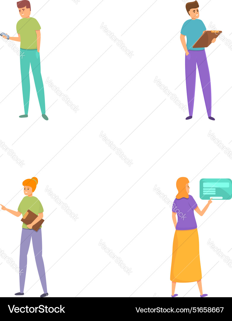 Interaction concept icons set cartoon Royalty Free Vector