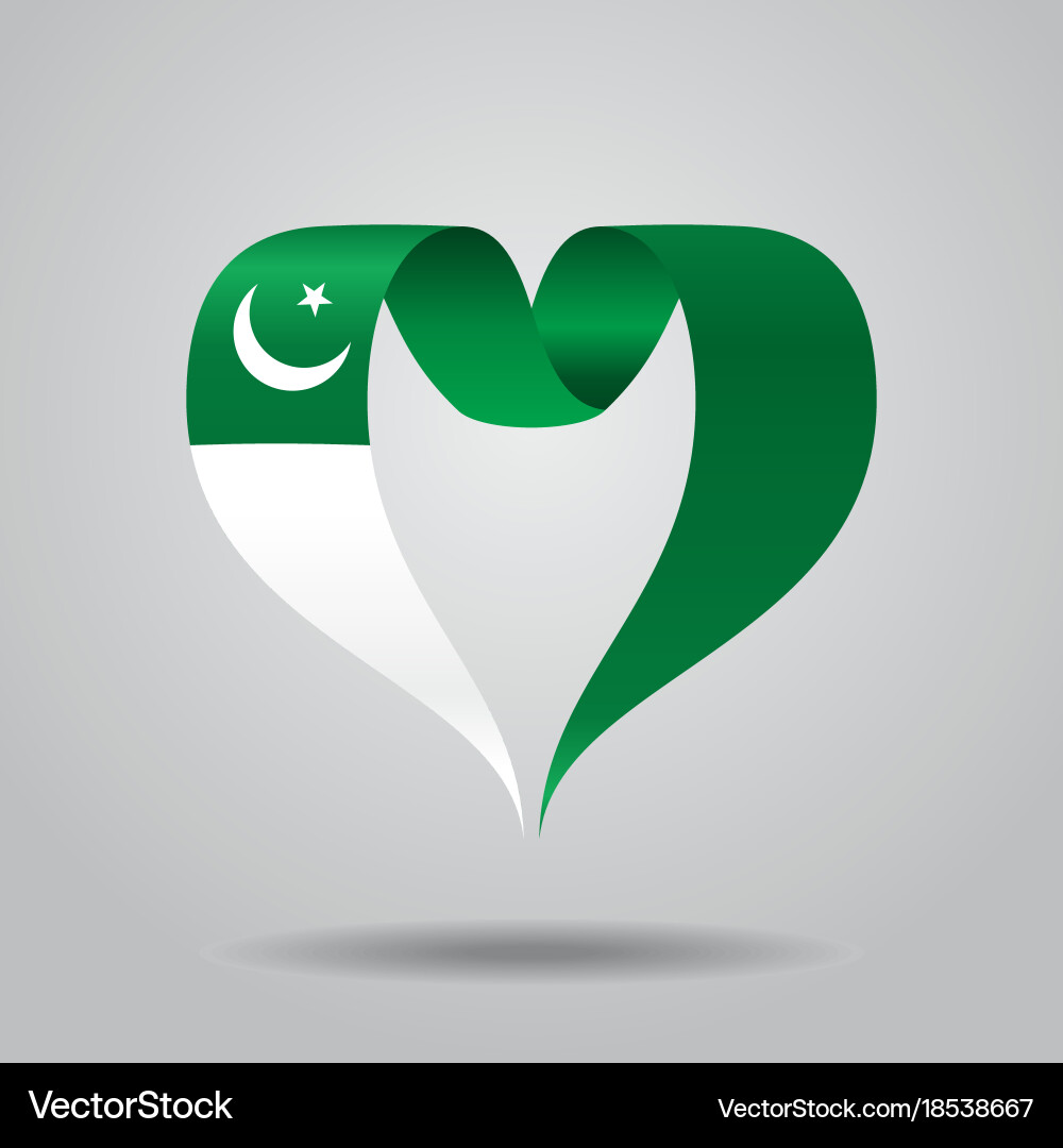 Pakistani Flag Heart Ribbon Royalty Free Vector Image