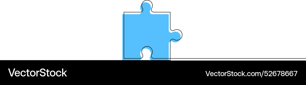 Puzzle piece one continuous line drawing jigsaw Vector Image