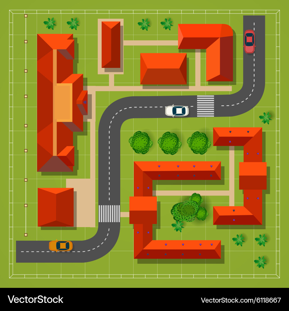 Town top view Royalty Free Vector Image - VectorStock