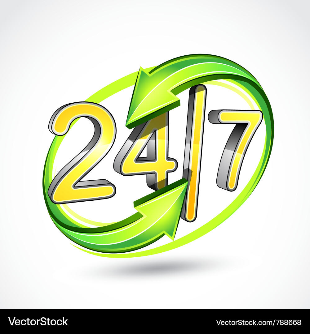 24 7 Royalty Free Vector Image - VectorStock
