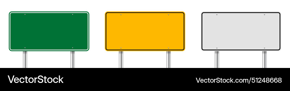 Blank freeway signs isolated on white Royalty Free Vector