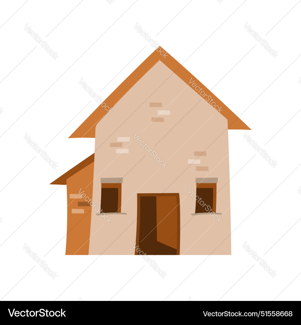 Brick house design in cartoon style Royalty Free Vector