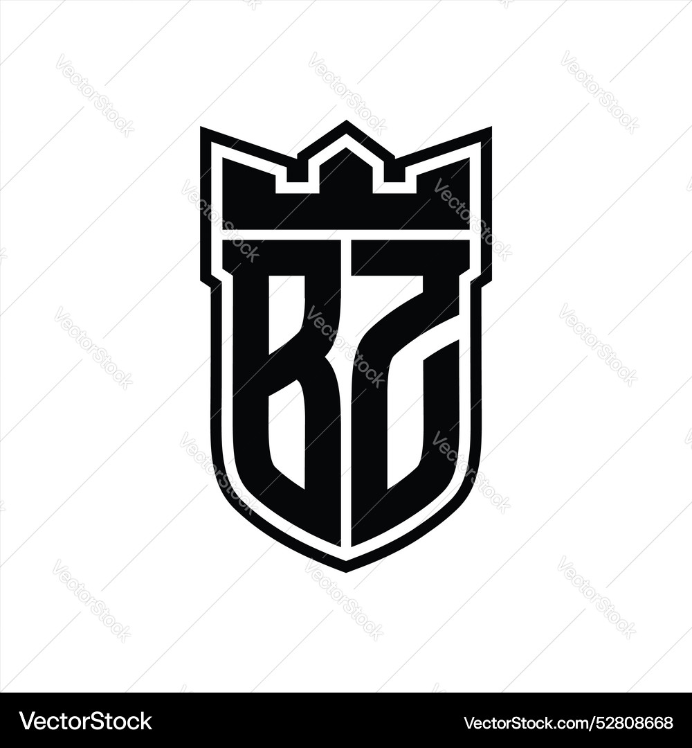 Bz logo shield shape with geometric crown inside Vector Image