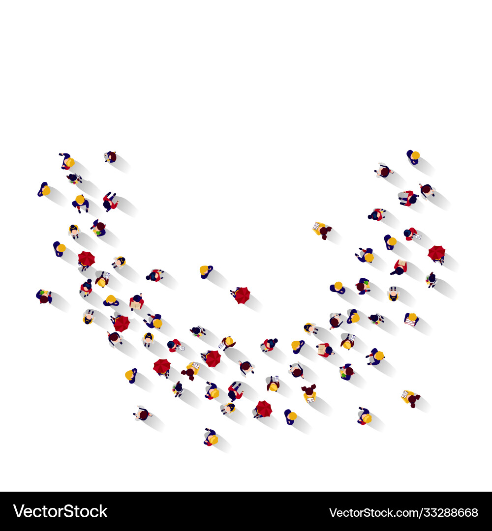 Crowd top view people standing in half-circle Vector Image