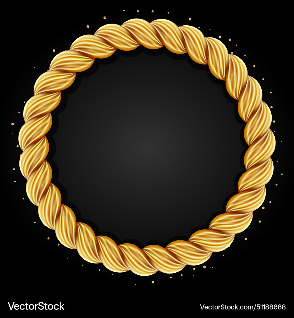 Gold twisted rope circle frame round border Vector Image